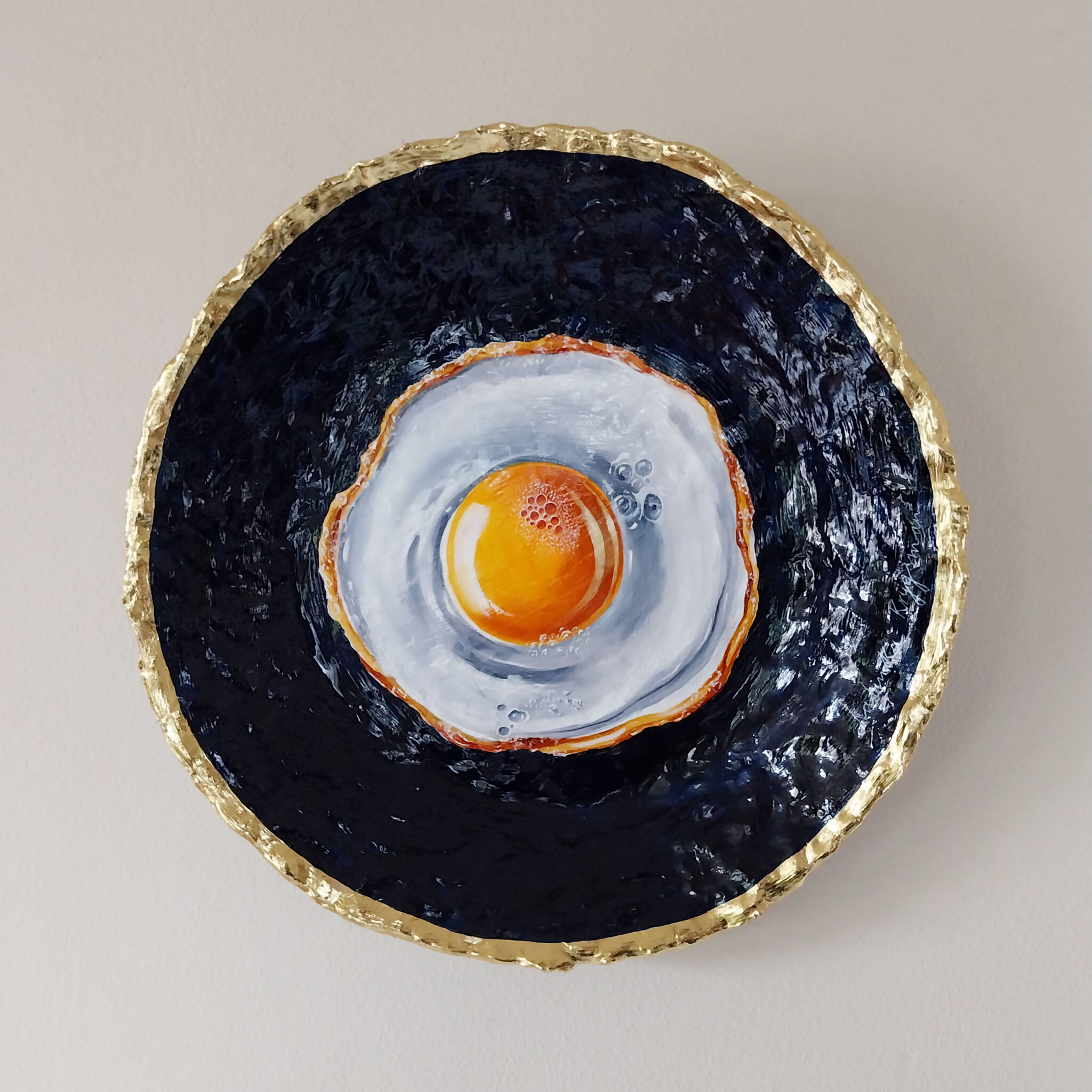 Kunst: gebakken ei diepblauw / oeuf frit blue profond - Sillegallery